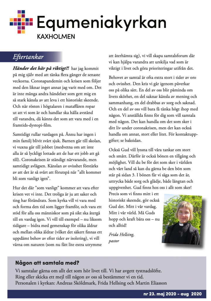 Programblad | Equmeniakyrkan Kaxholmen